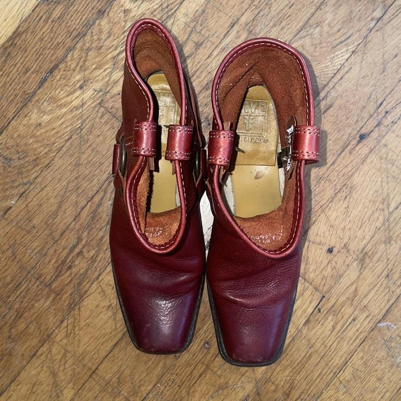 Excellent condition Frye Red Harness Boots Size 9... - Depop