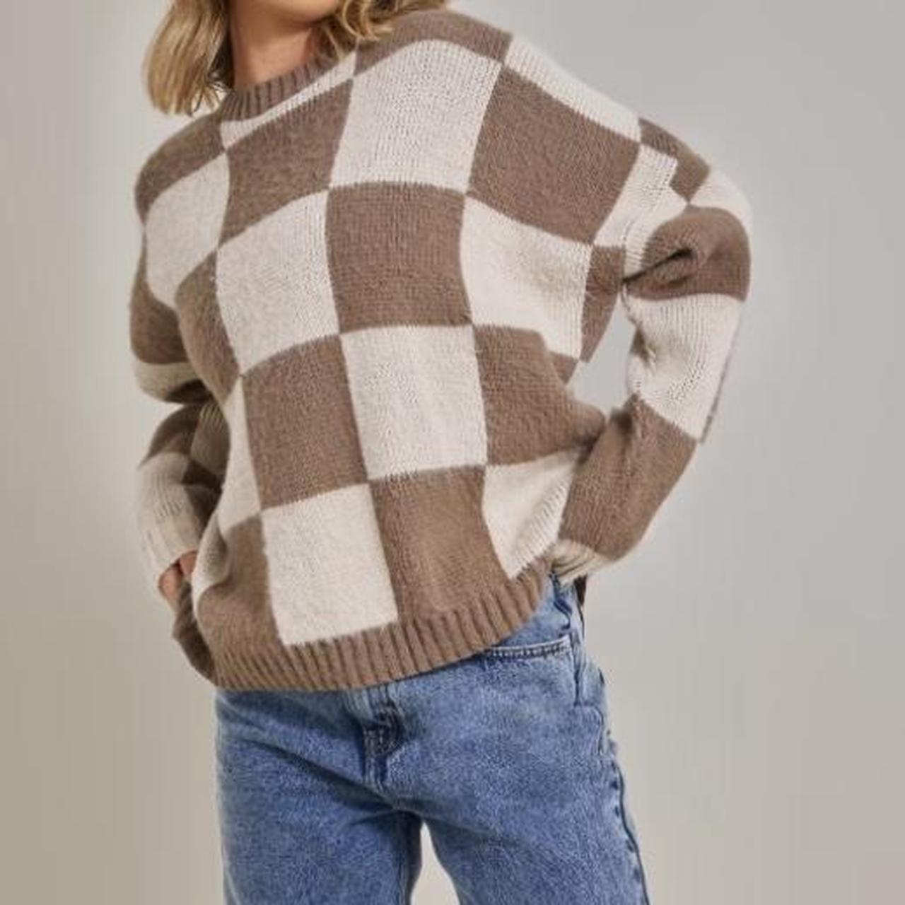 Pretty Little Thing PLT ocha brushed oversized check... - Depop