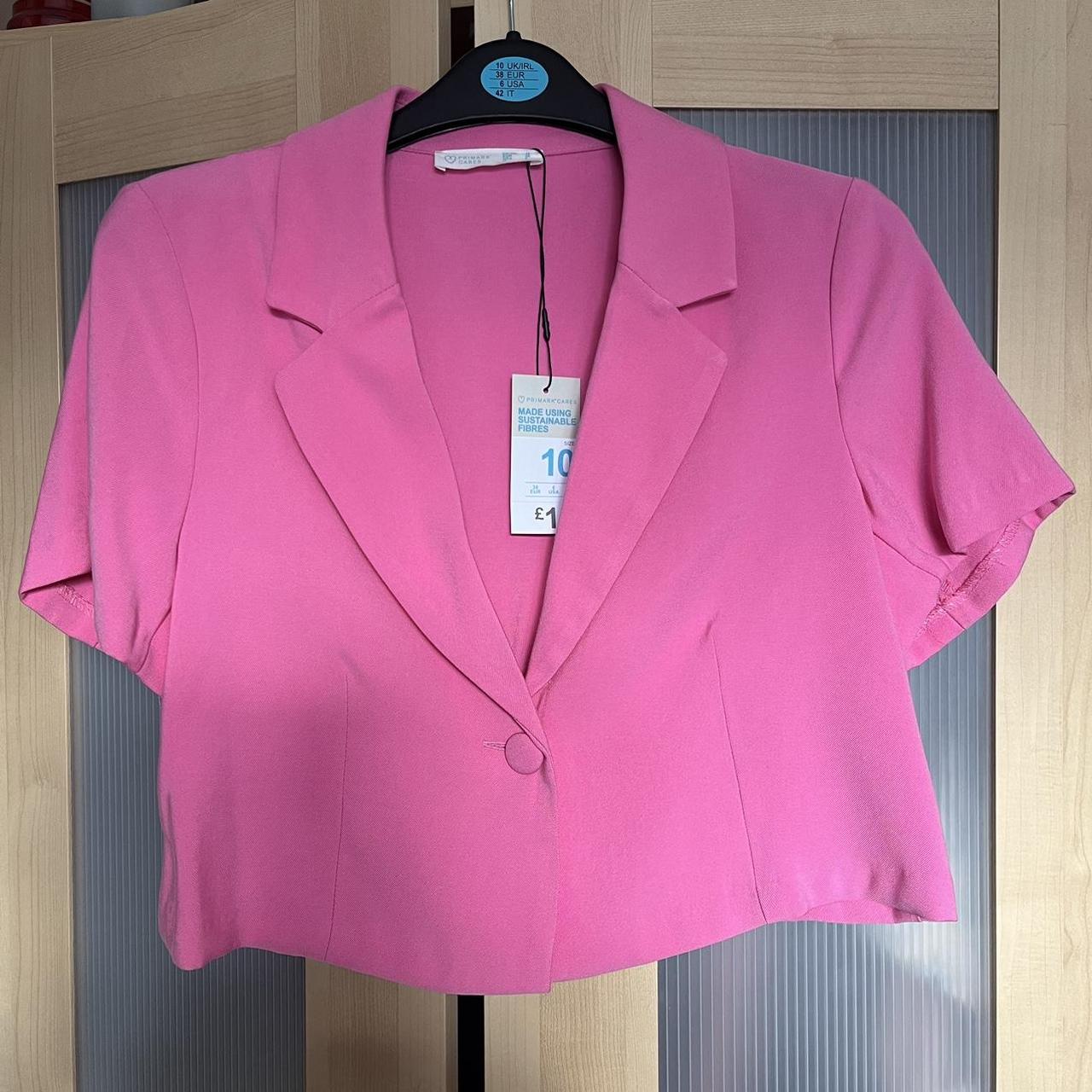 Primark Pink Cropped Blazer Size 10. Brand new with... - Depop