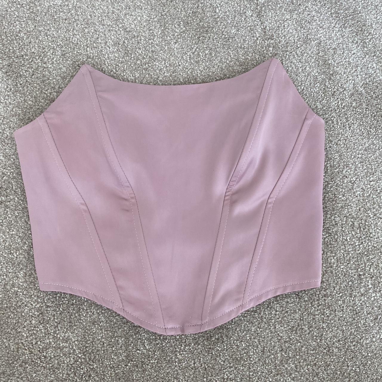 Baby pink satin corset - Depop