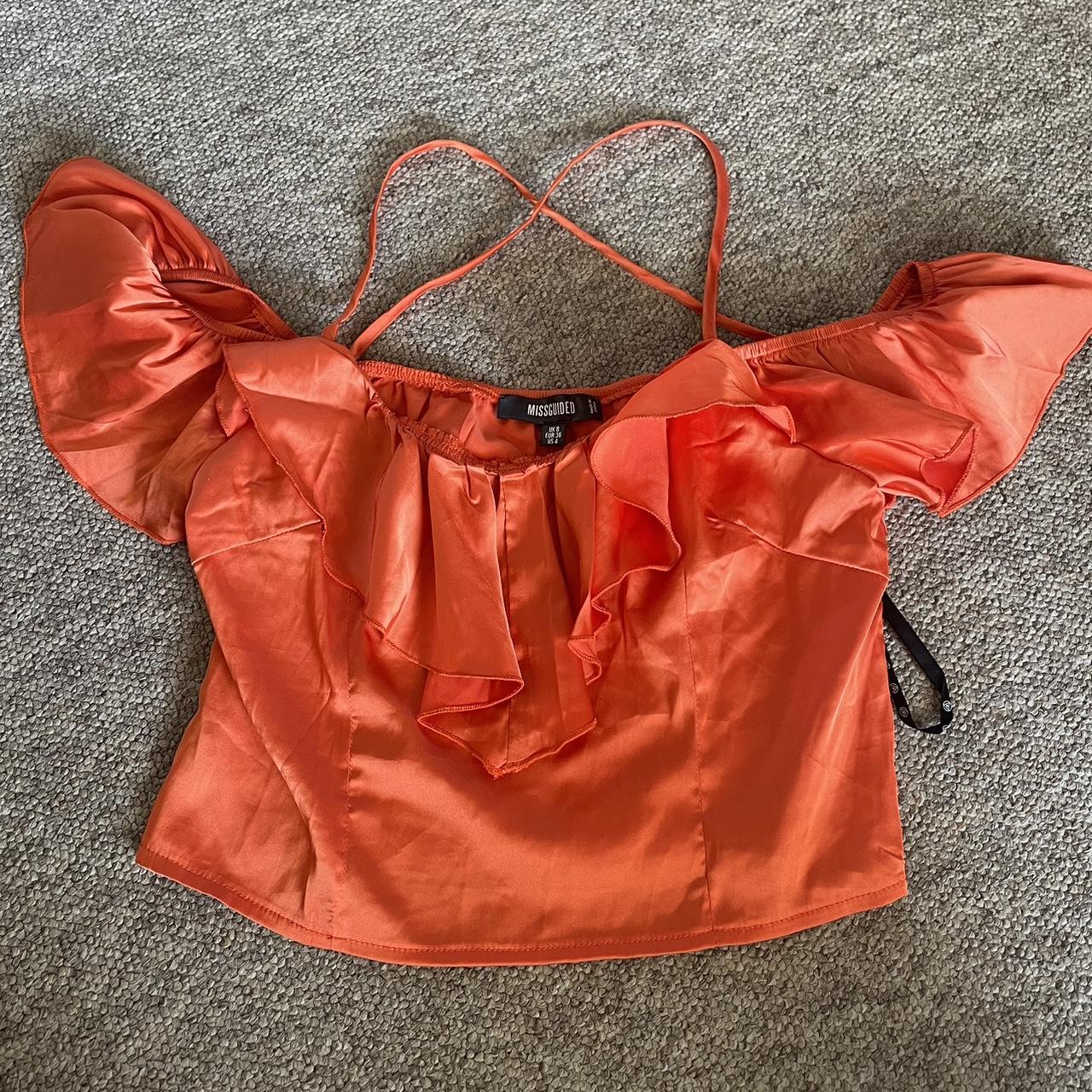 Missguided Women's Orange Crop-top | Depop
