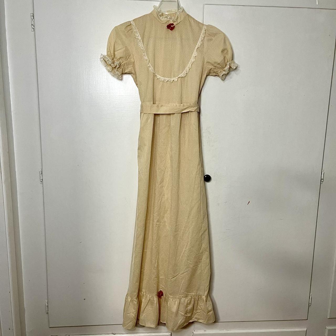 Vintage 60s Kathy California Cream Swiss Dot Lace... - Depop