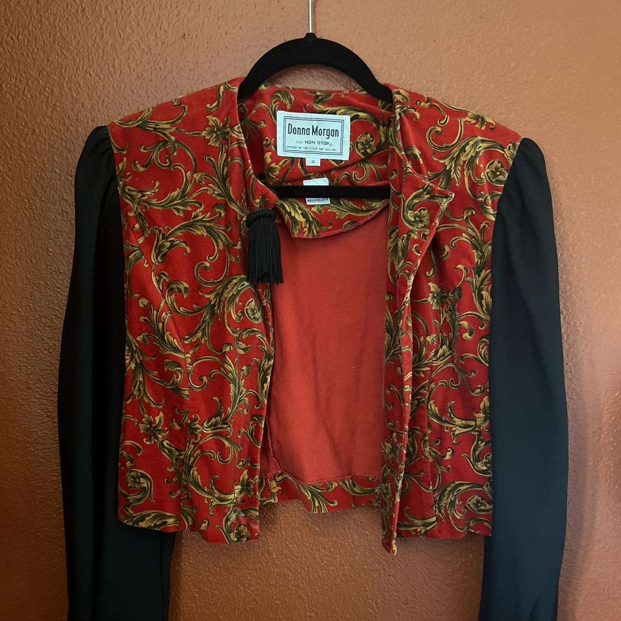 Donna Morgan Women's Black and Red Jacket | Depop