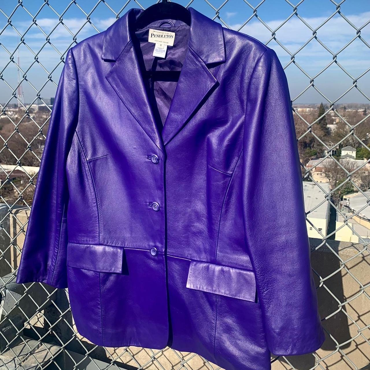 Violet Pendleton Leather Jacket Shell: 100%... - Depop