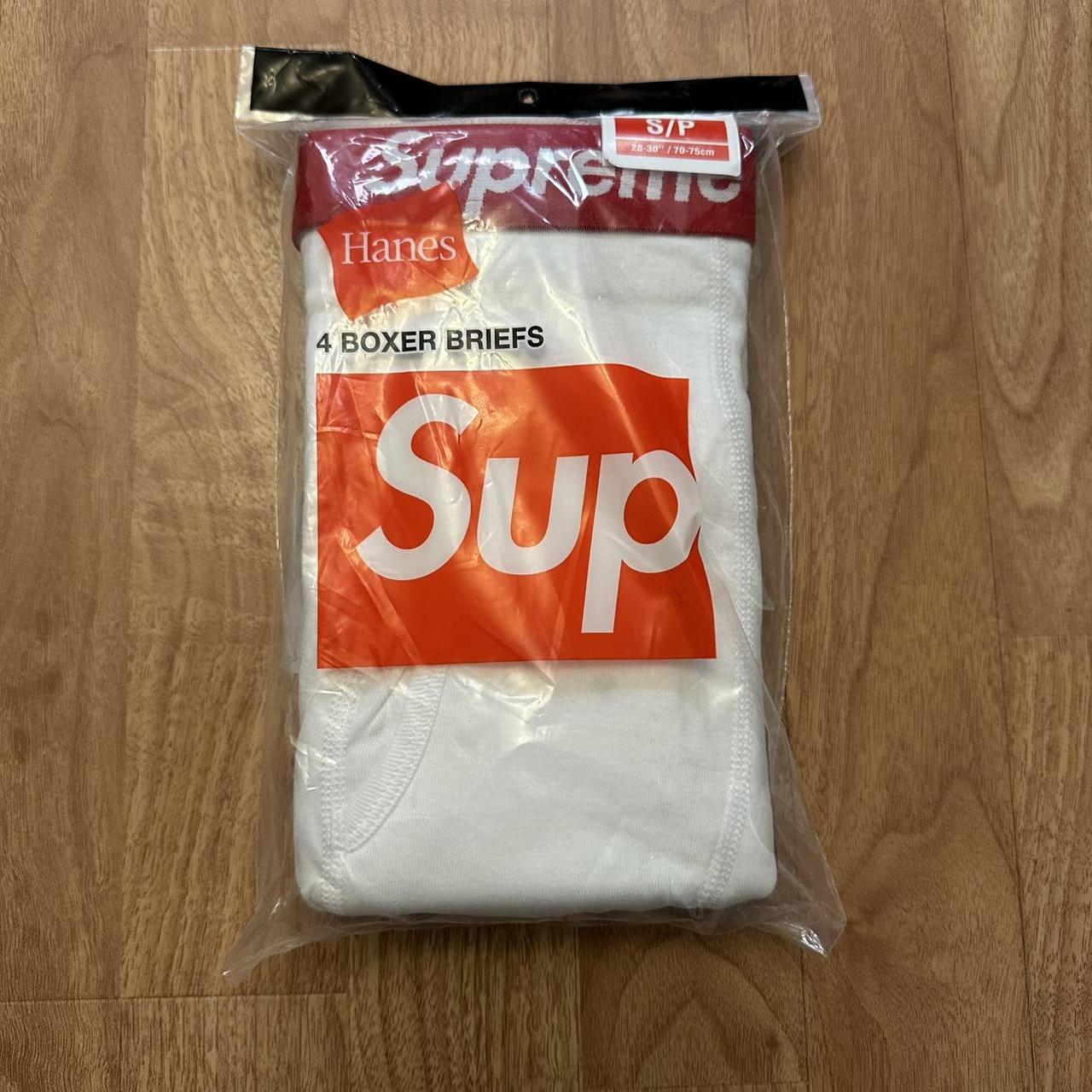 one pair of white supreme boxers never worn one... | Depop
