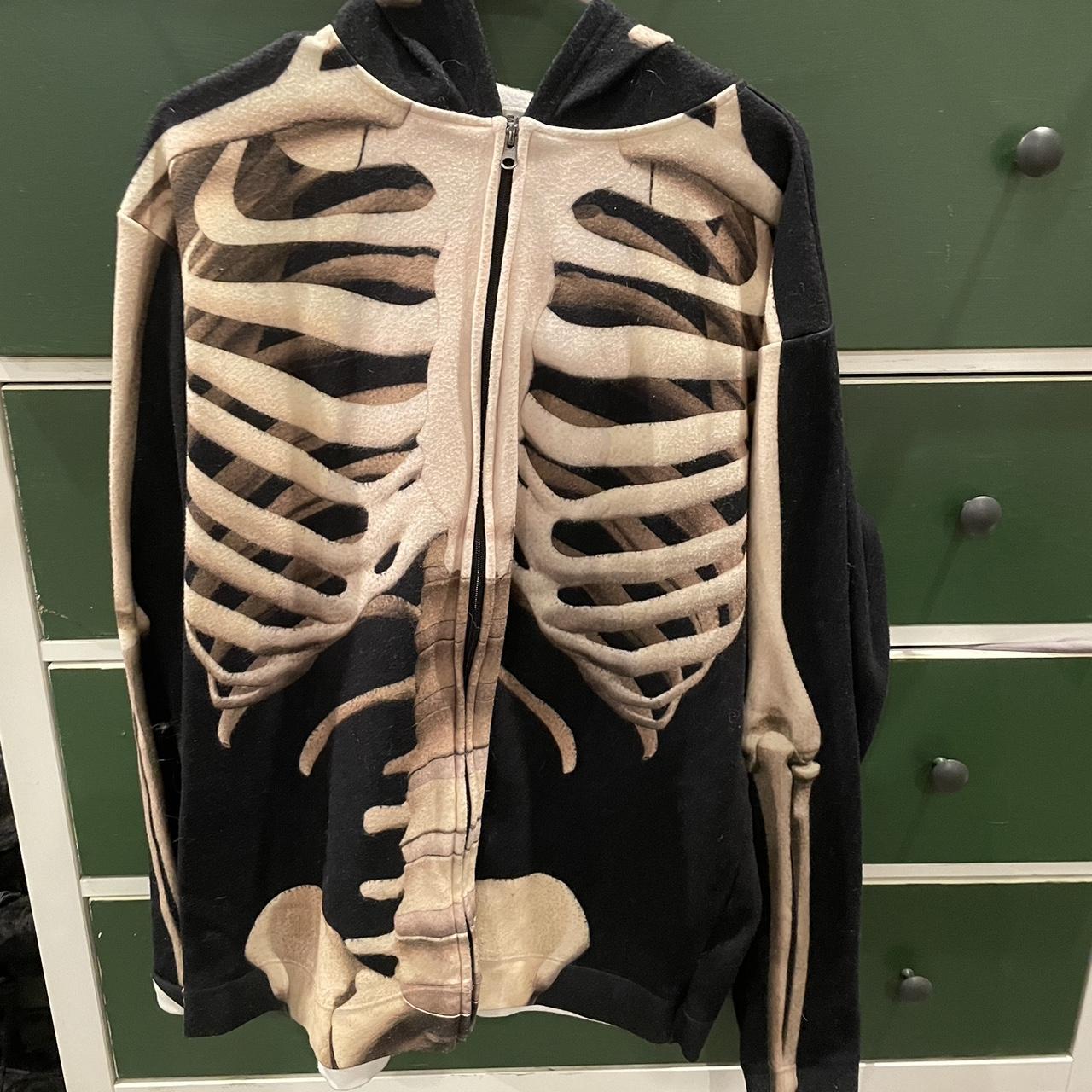 faux real skeleton zip up perfect for... - Depop