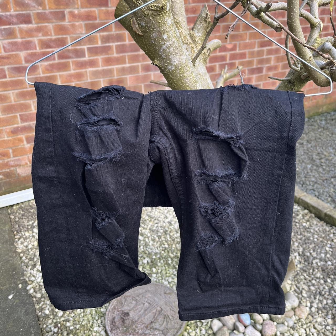 -Men’s Black Skinny Ripped Jean Shorts -Size: 30” 32” - Depop