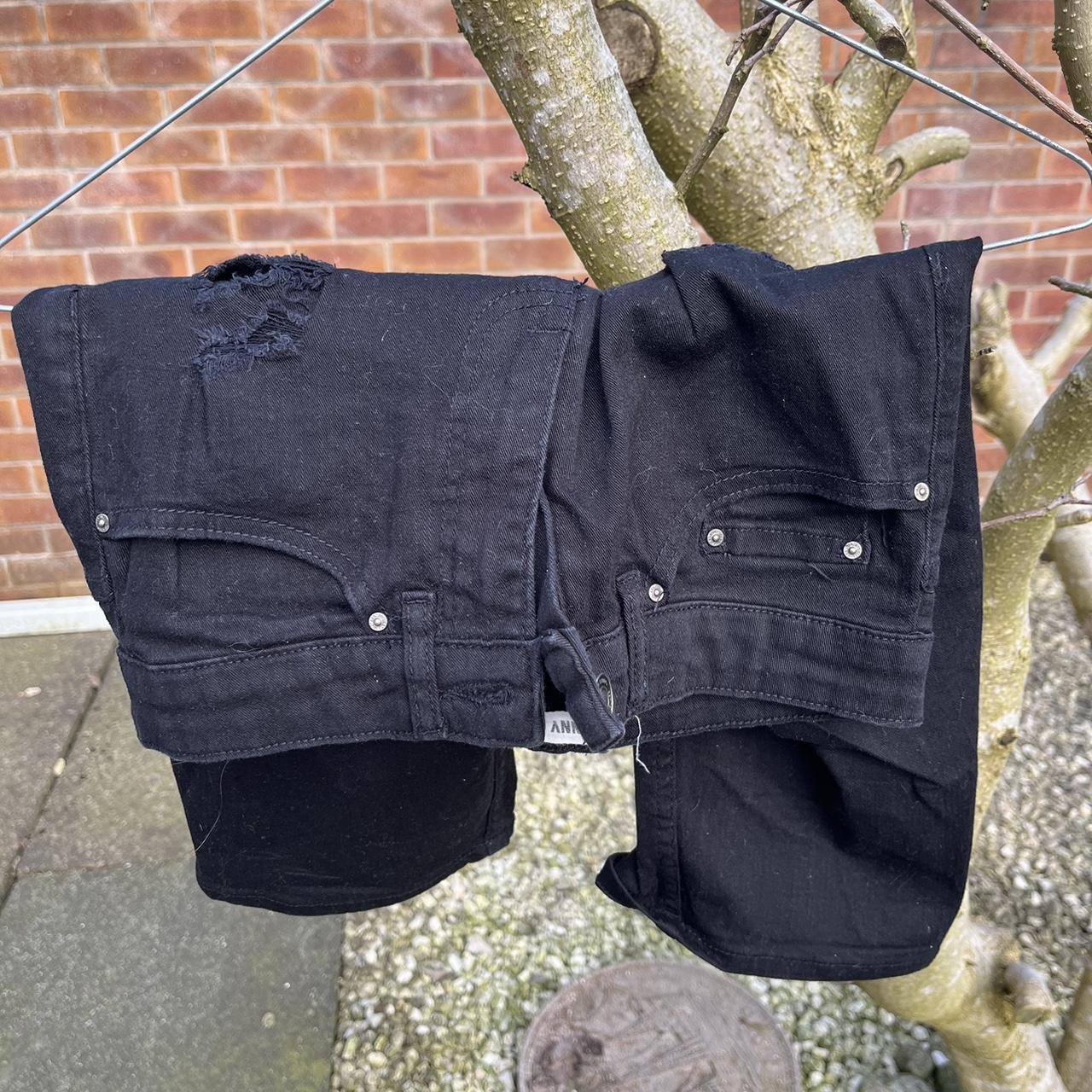 -Men’s Black Skinny Ripped Jean Shorts -Size: 30” 32” - Depop