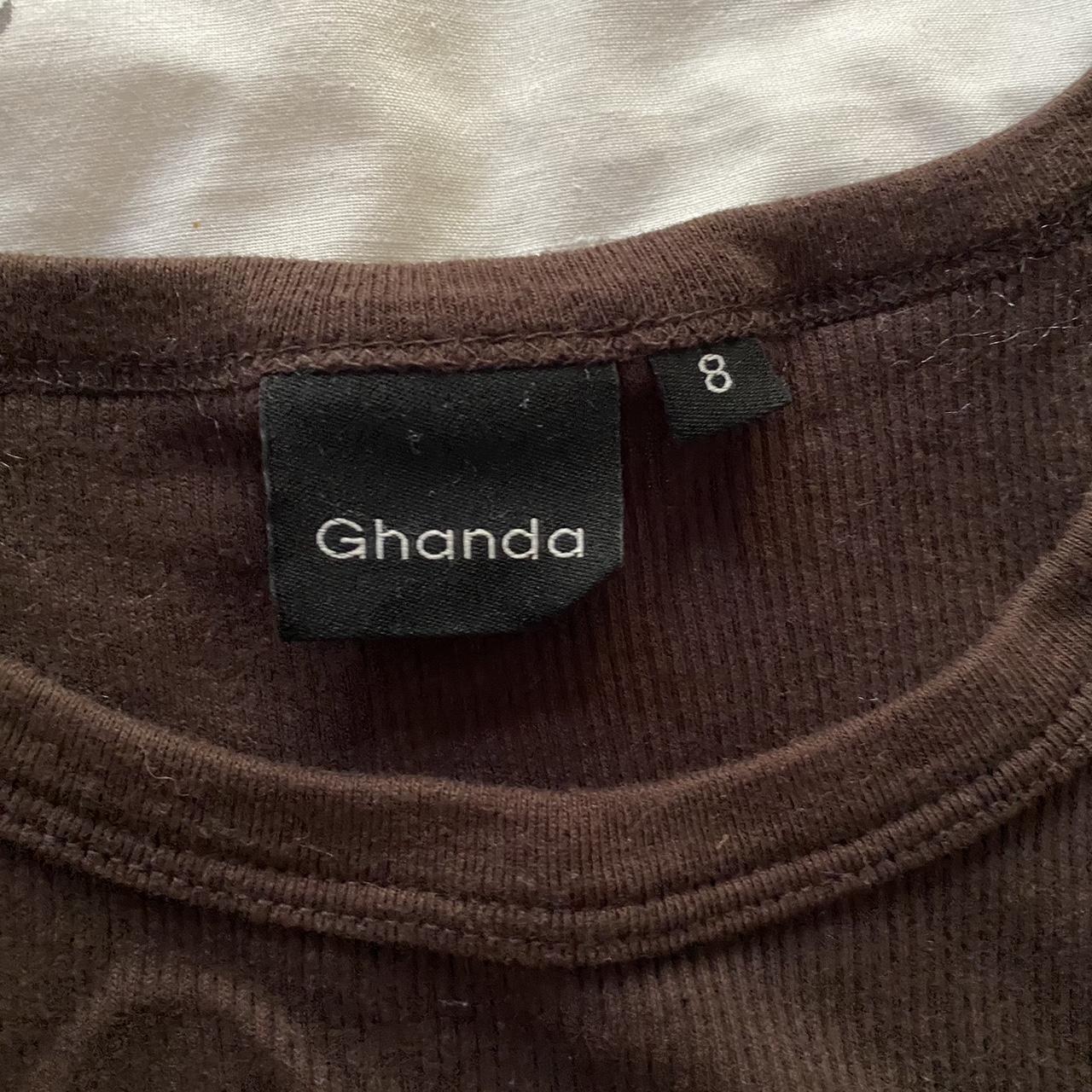 Ghanda brown tank top purple writing never worn💜... - Depop