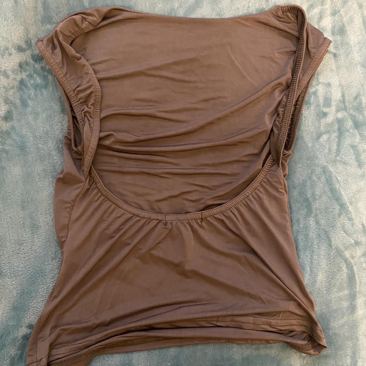 plt Mocha Slinky Open Back Cap Sleeve Longline... - Depop