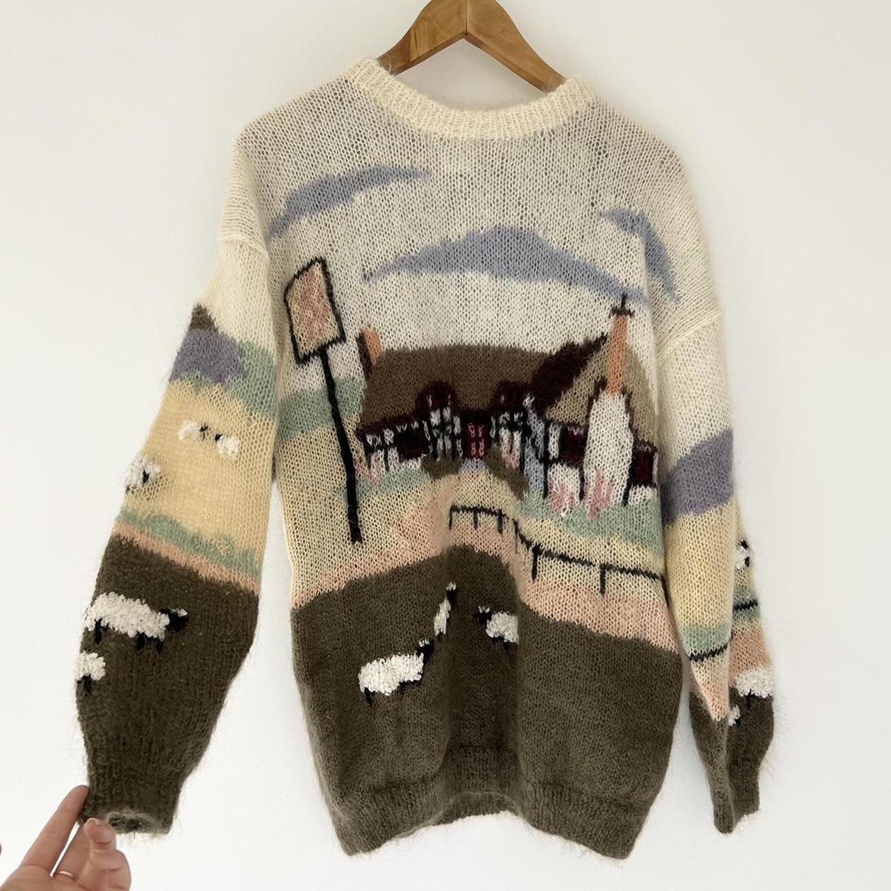 Vintage Mohair Pastel Sheep Farm Sweater Studio by... - Depop