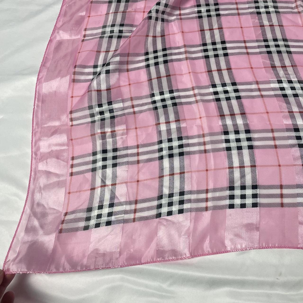 pink nova check silky scarf can easily be worn as... - Depop