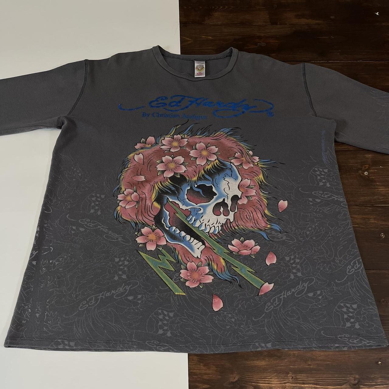 Ed Hardy Men's Grey T-shirt | Depop