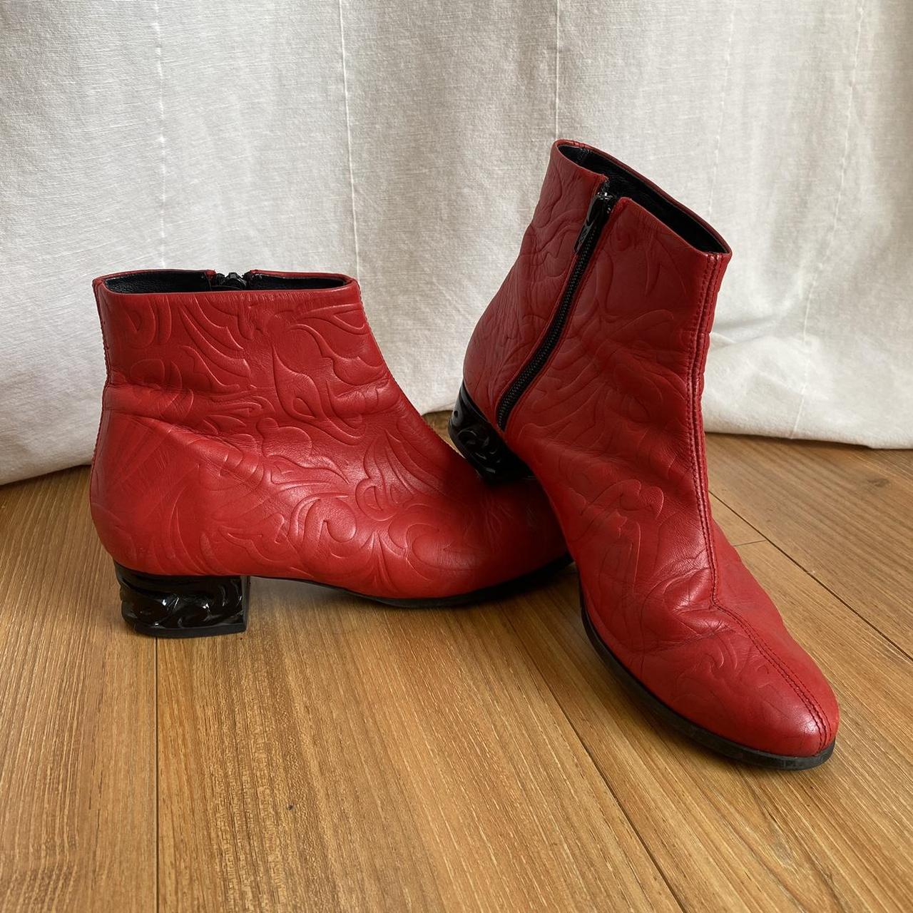 Rare floral embossed MIISTA ankle booties with... - Depop