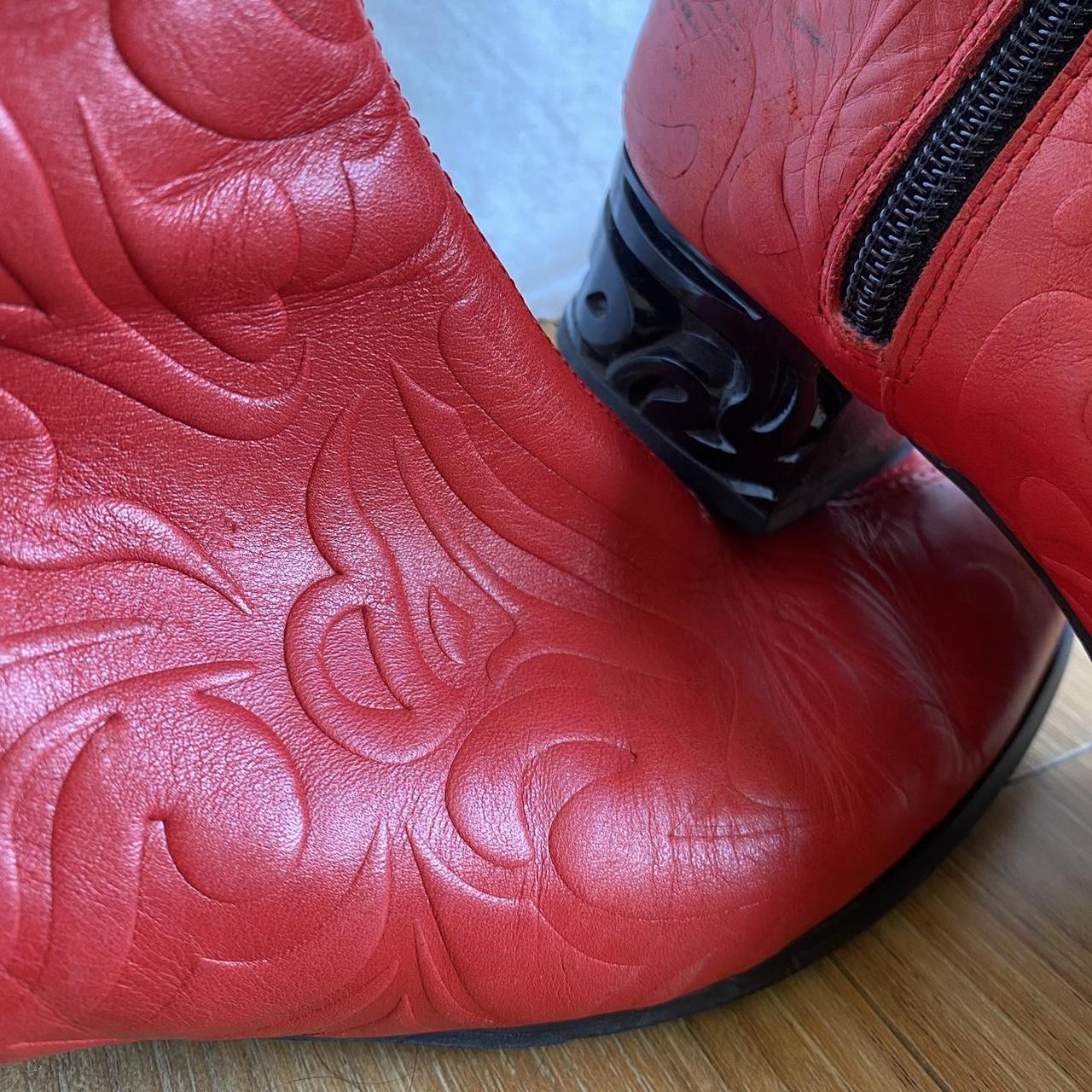 Rare floral embossed MIISTA ankle booties with... - Depop