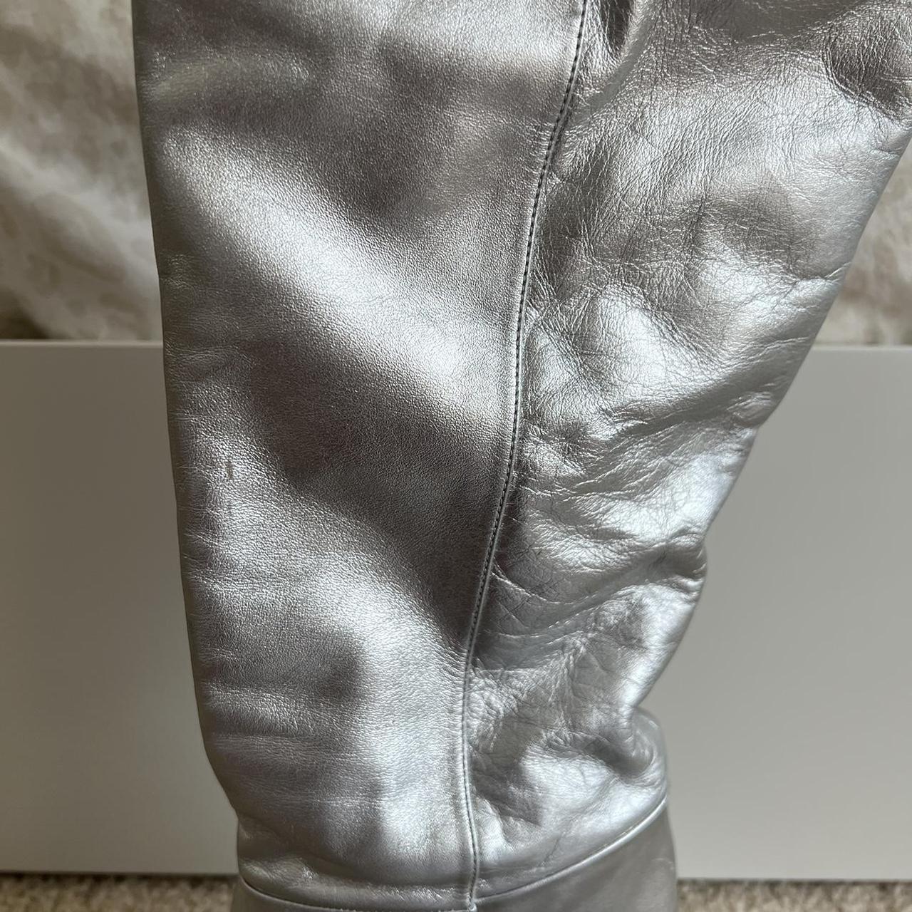cynthia rowley chloe silver leather metallic high... | Depop