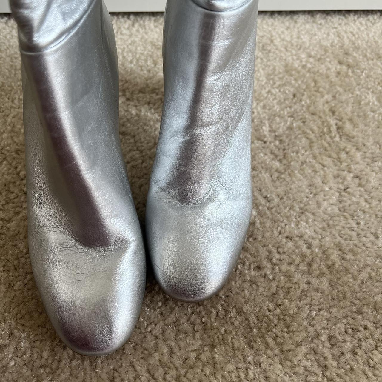 cynthia rowley chloe silver leather metallic high... | Depop