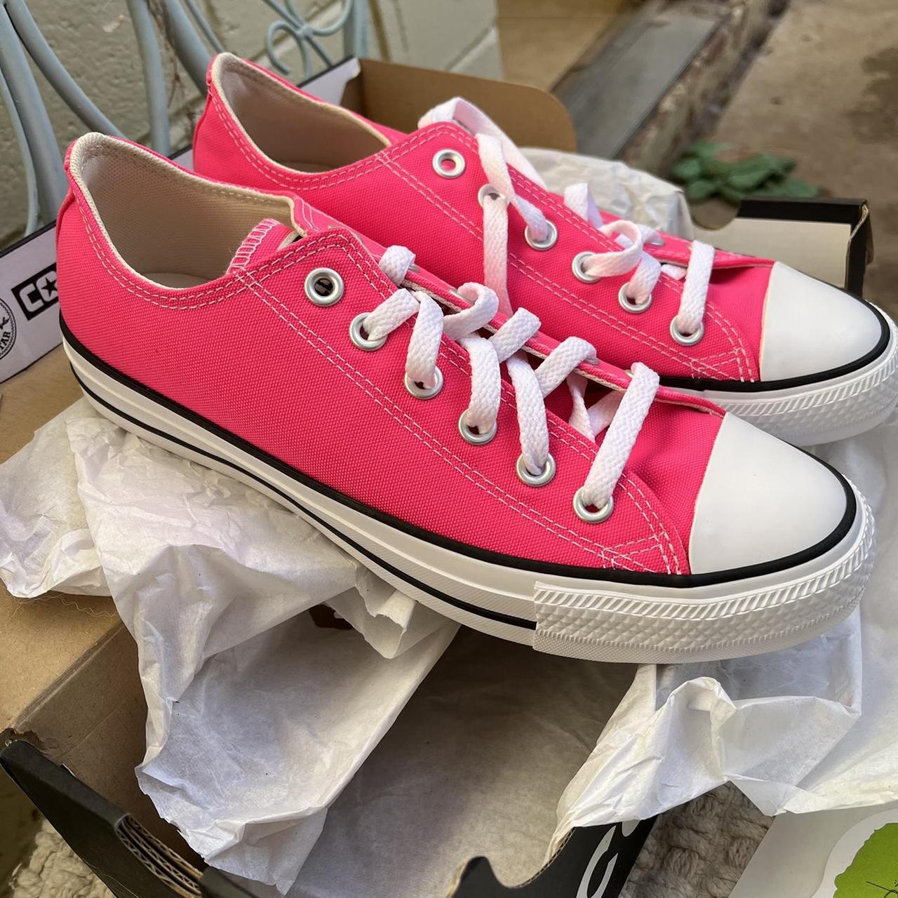 CONVERSE NEW IN BOX Hyper Pink low top sneakers.... - Depop