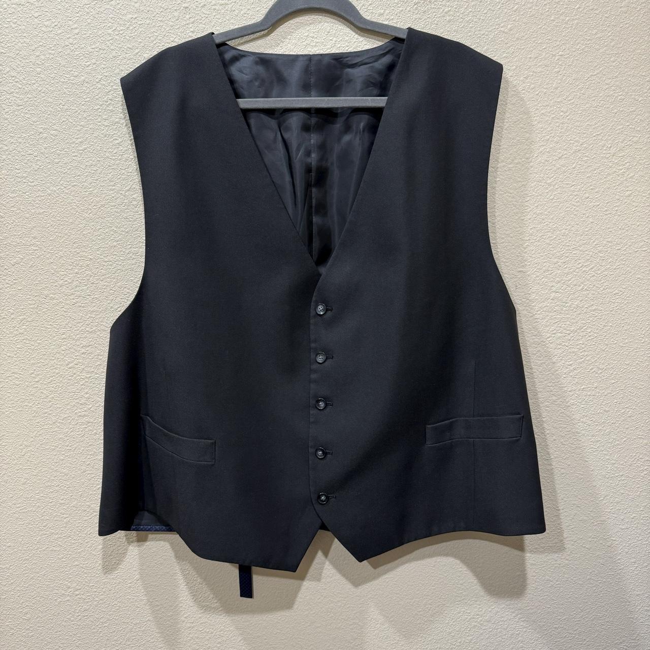 Plus size black suit vest Backside is purple/blue... - Depop