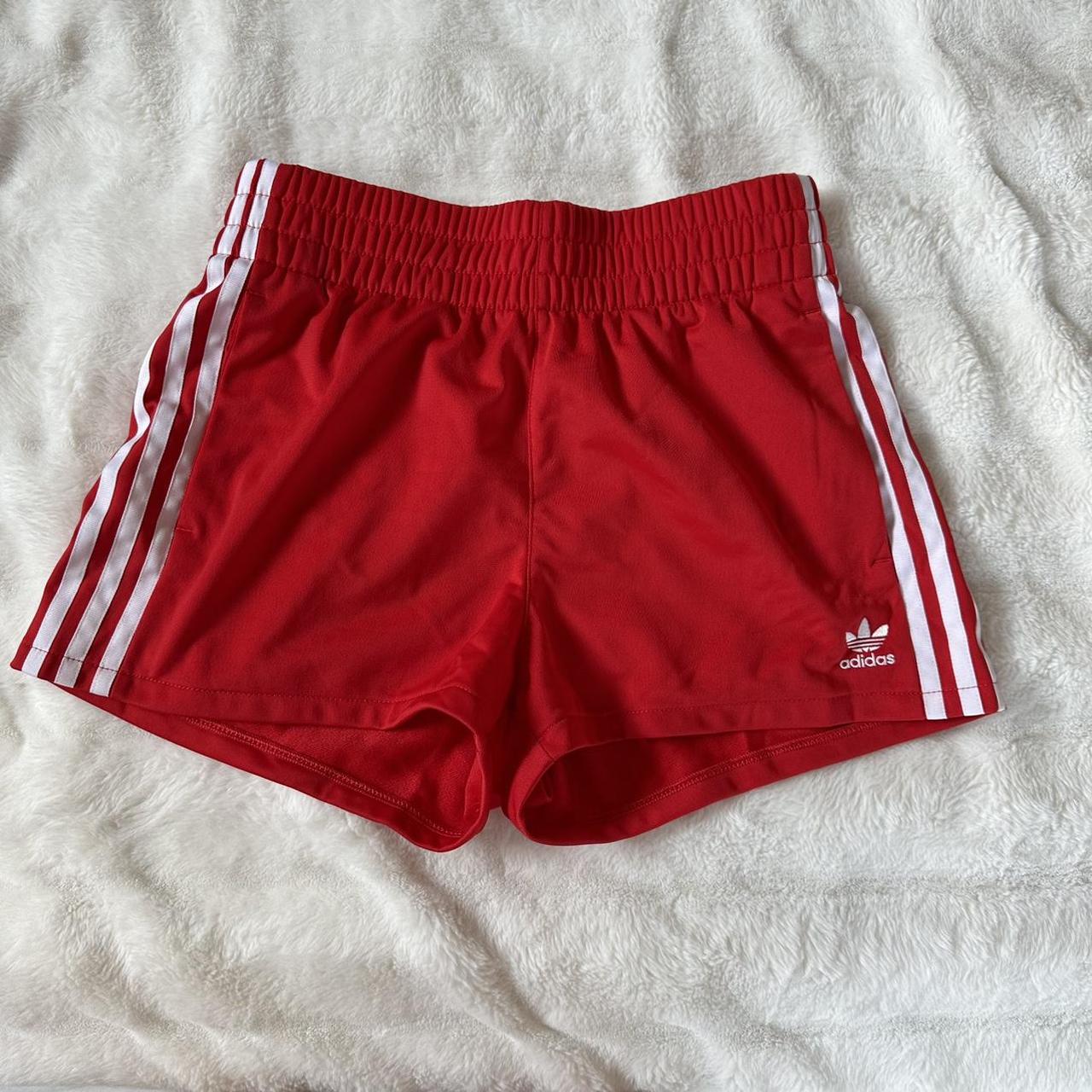 Adidas red and white shorts - Depop