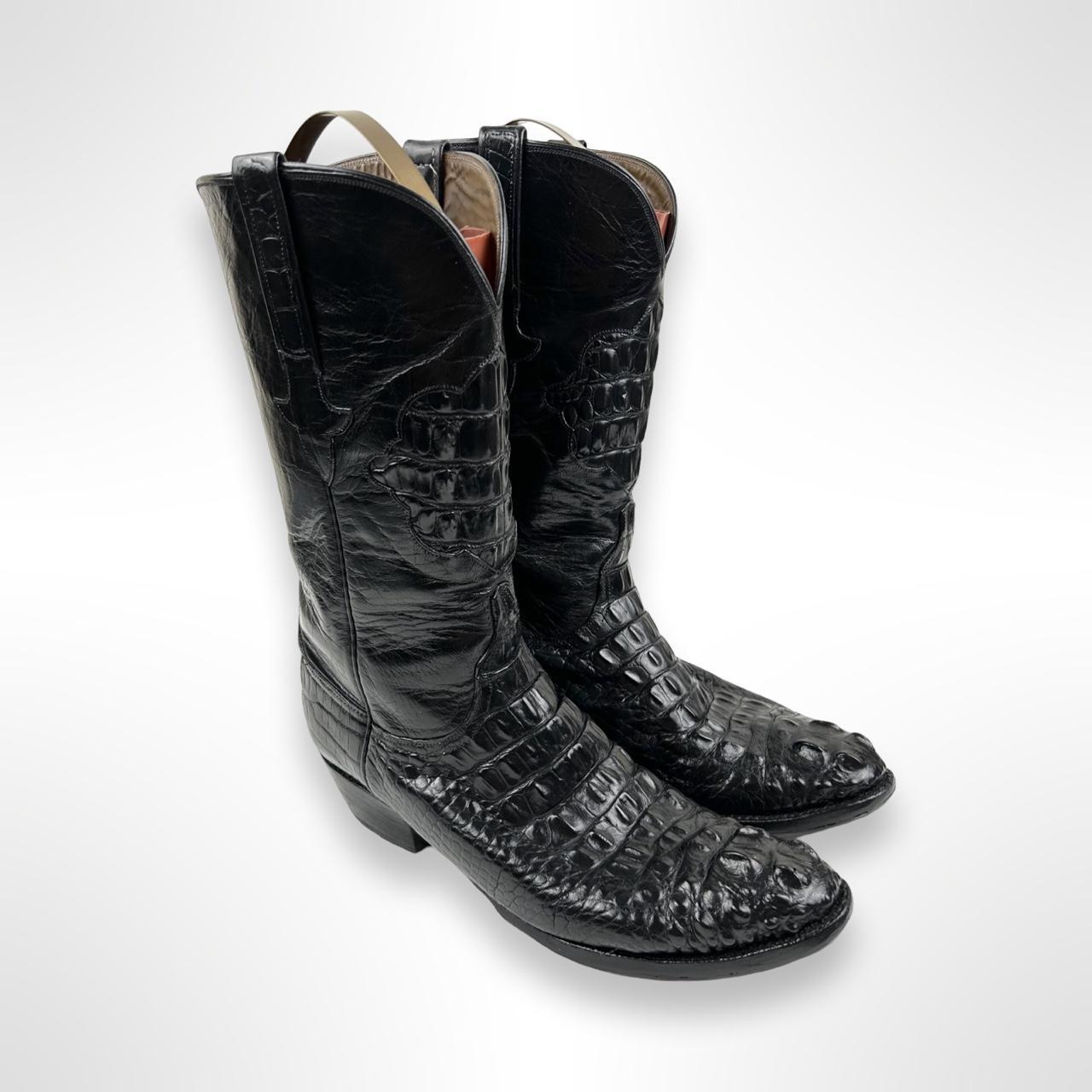 LUCCHESE vintage 90s horn back alligator boots... - Depop