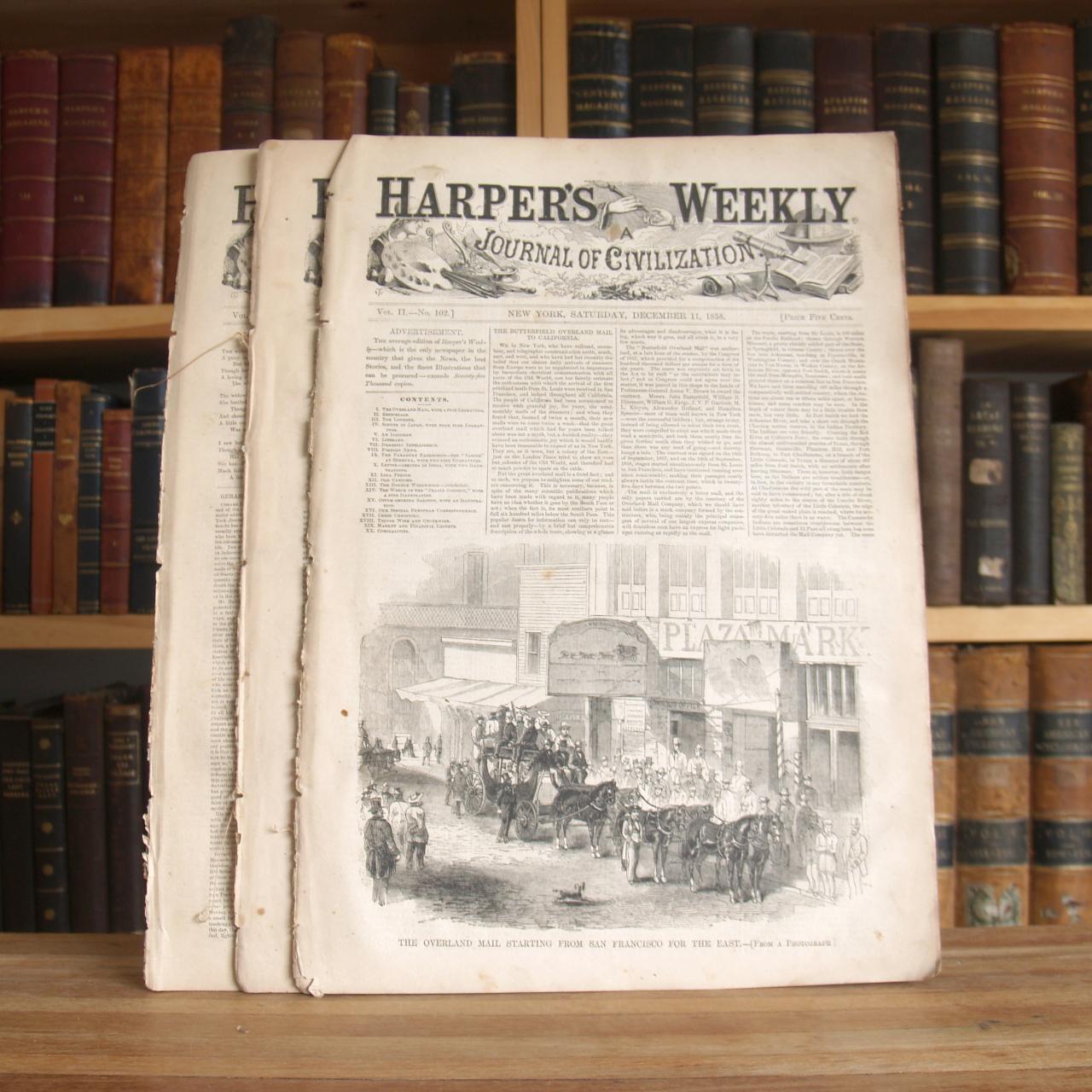 Three antique issues of Harper's Weekly newspaper... - Depop