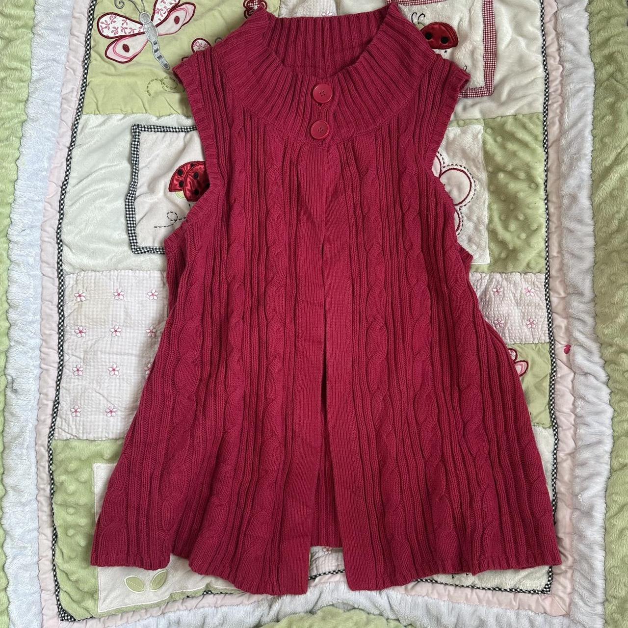 Berry red twee knit vest with buttons Super cute... - Depop