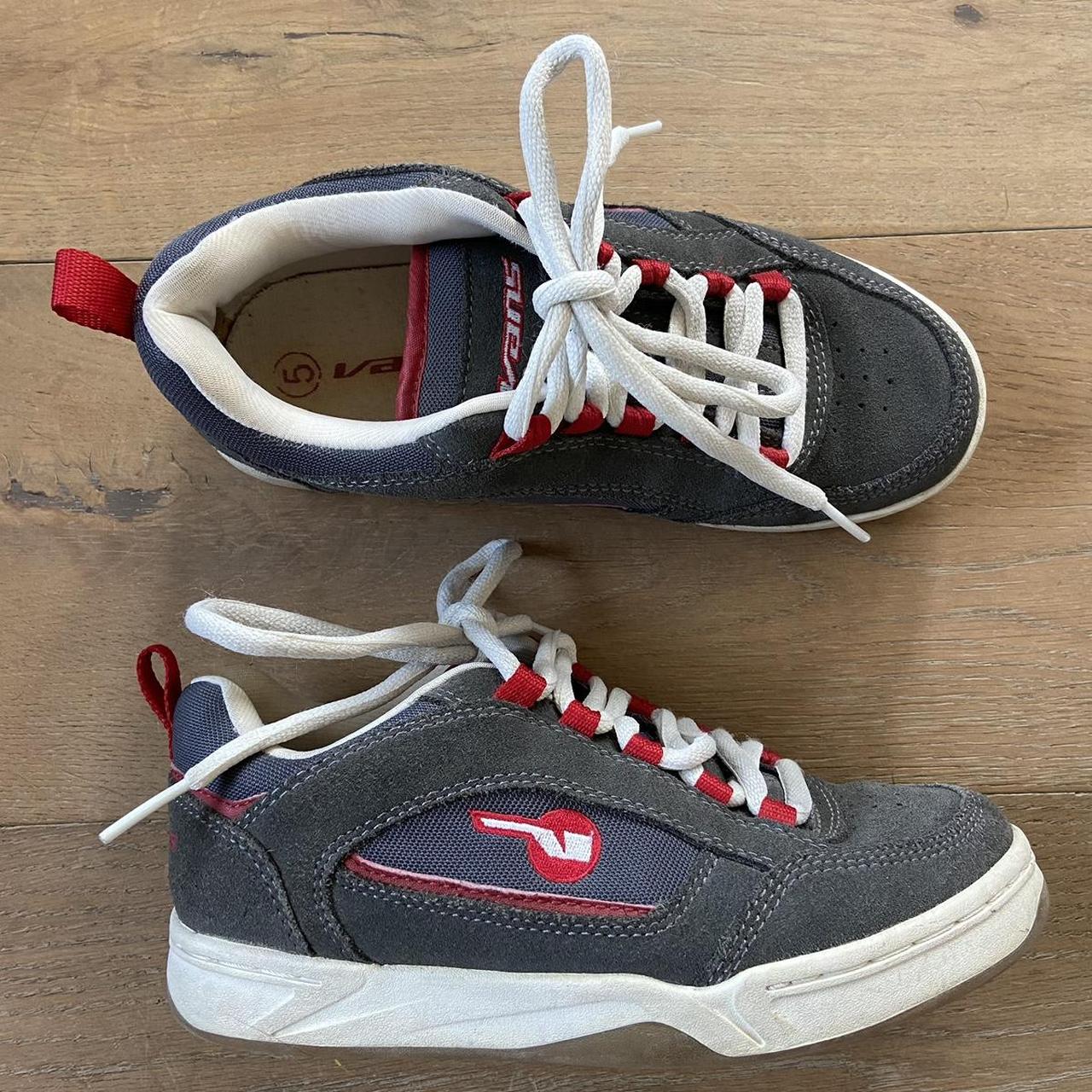 vintage 90s/y2k chunky grey n red sneakers by Vans... - Depop