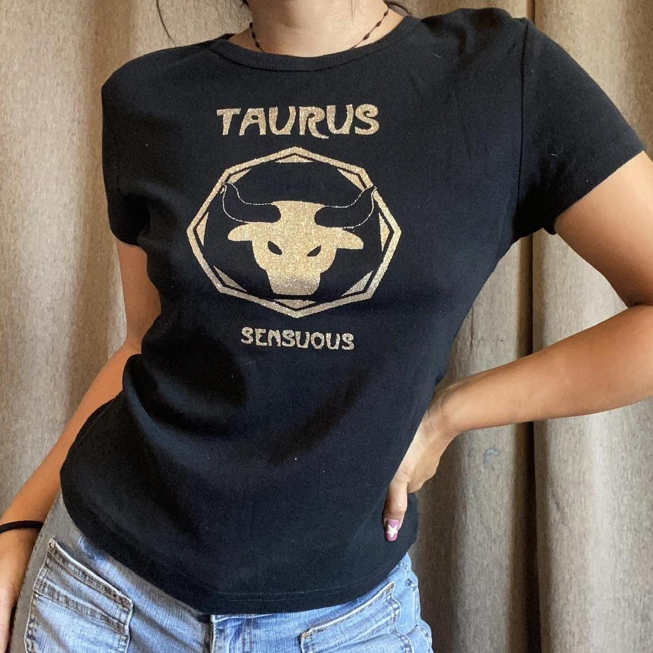 90s sparkly taurus baby tee by Blue Asphalt ! -... - Depop