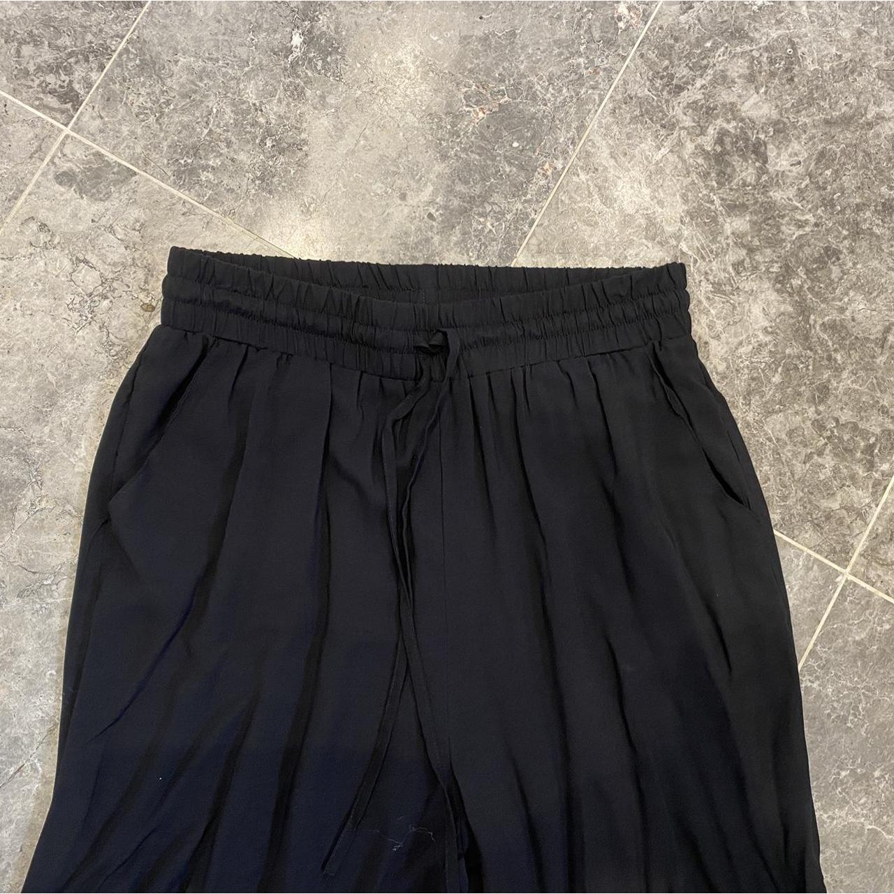 Black tie waist wide leg trousers from primark Size... - Depop
