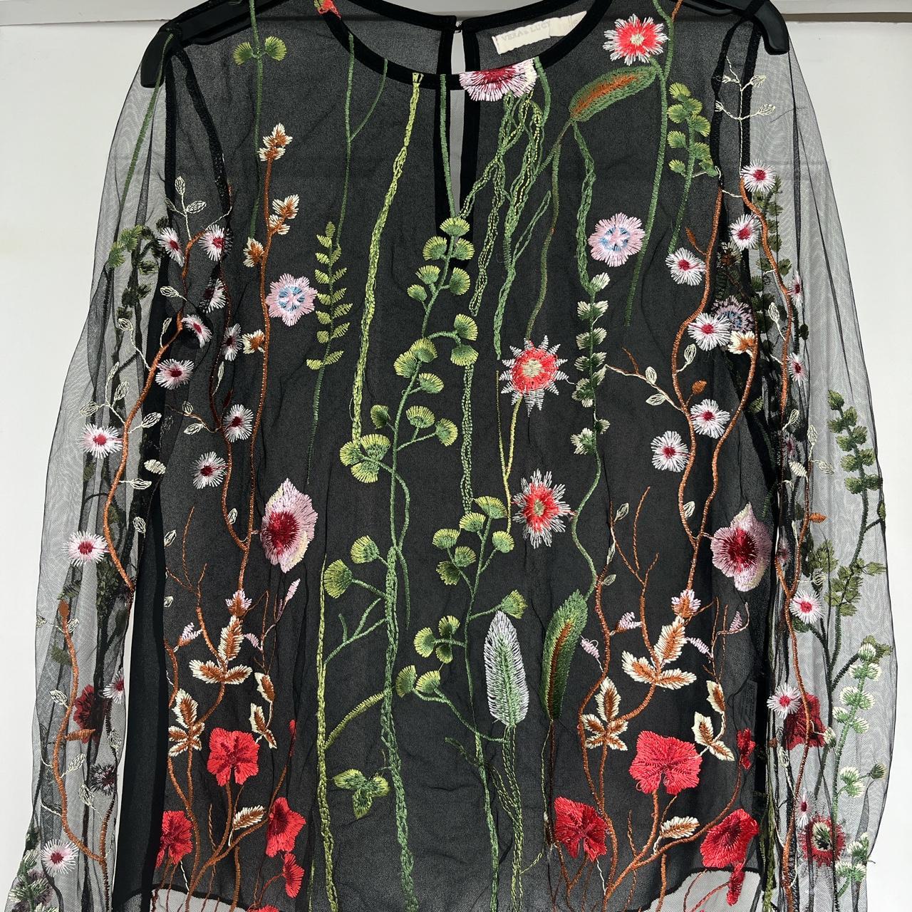 Vera And Lucy Floral Sheer Top Size S Worn Handful Depop