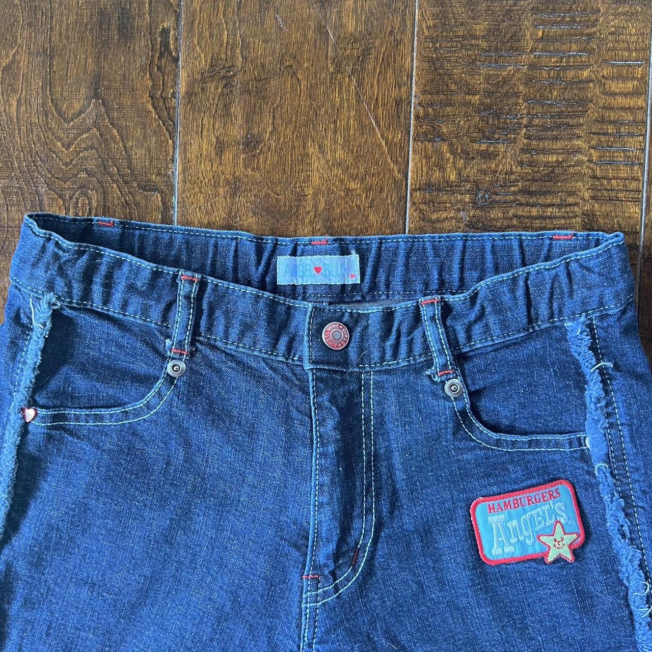 angel blue “hamburger” jeans super cute with red... - Depop