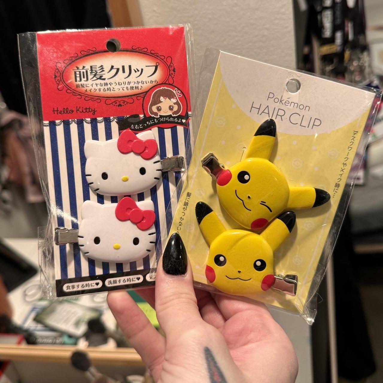 hello kitty and pikachu pokemon hair clips from japan - Depop