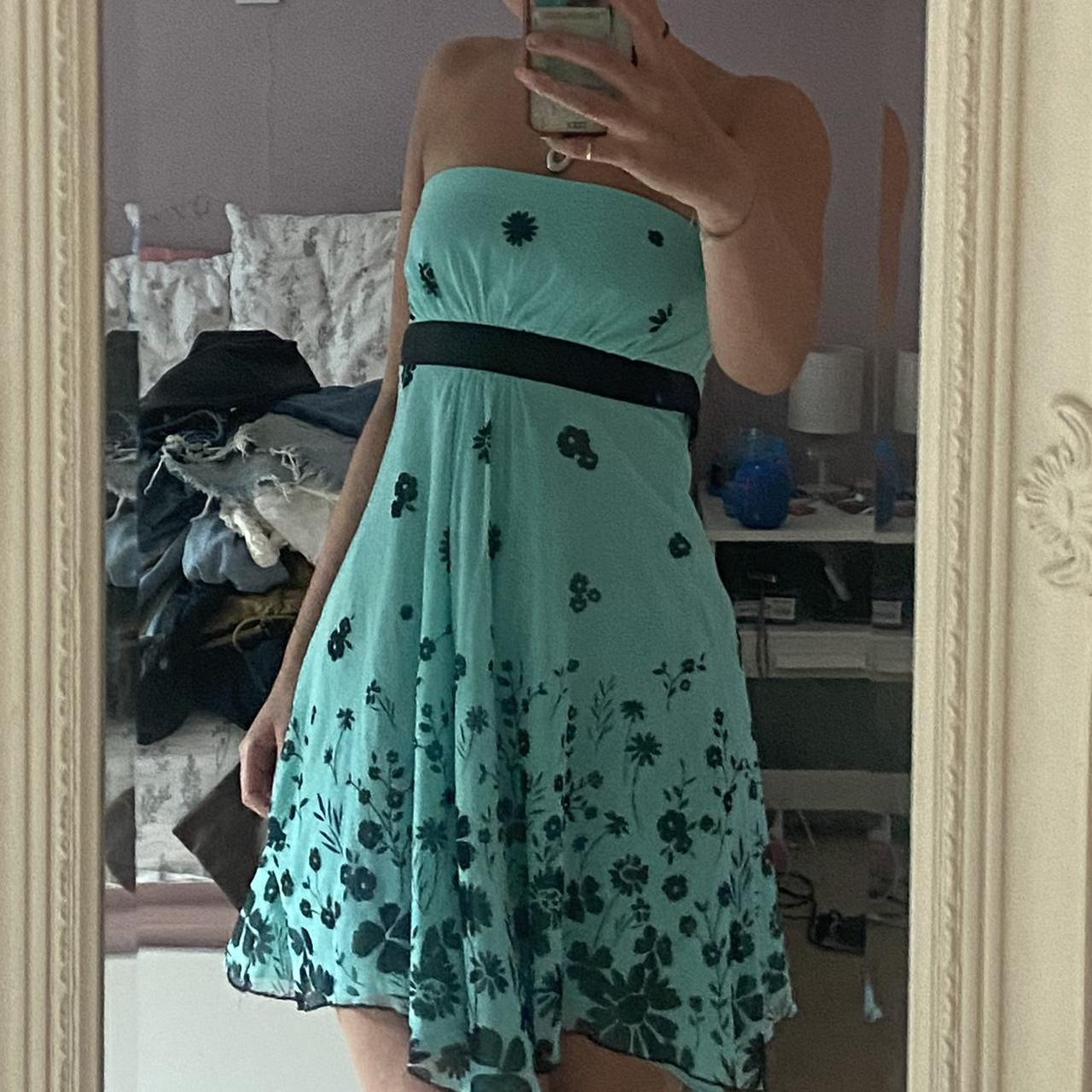 Jane Norman blue pixie strapless flower dress So... - Depop