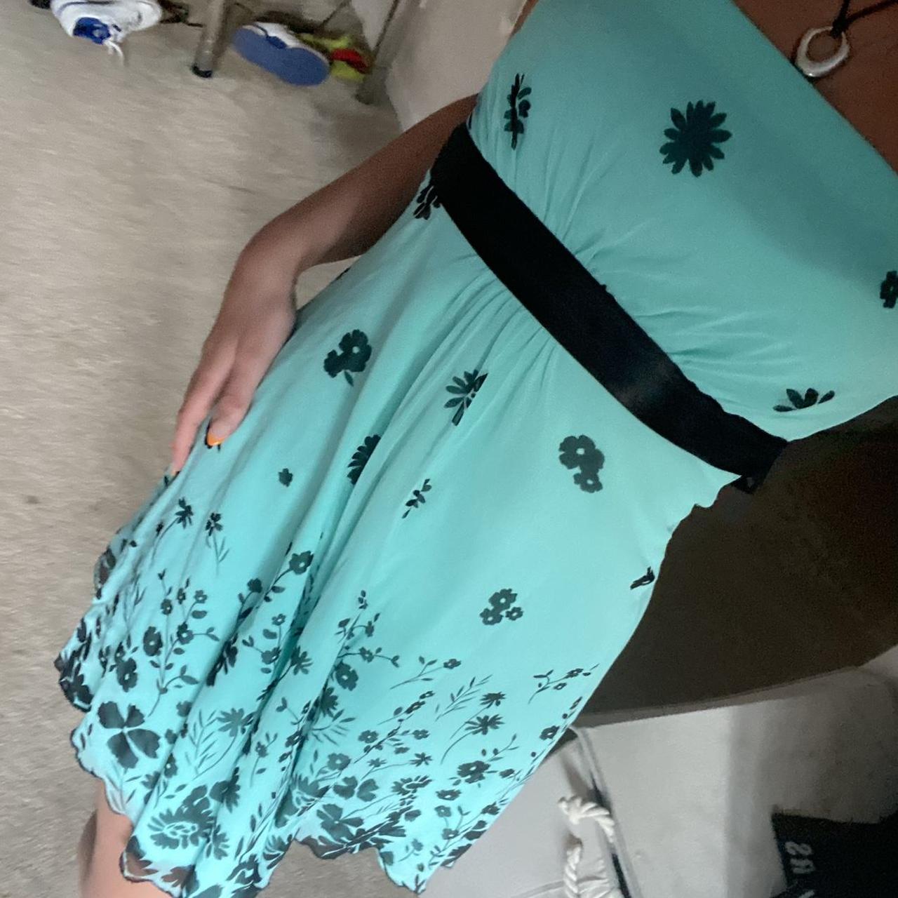 Jane Norman blue pixie strapless flower dress So... - Depop