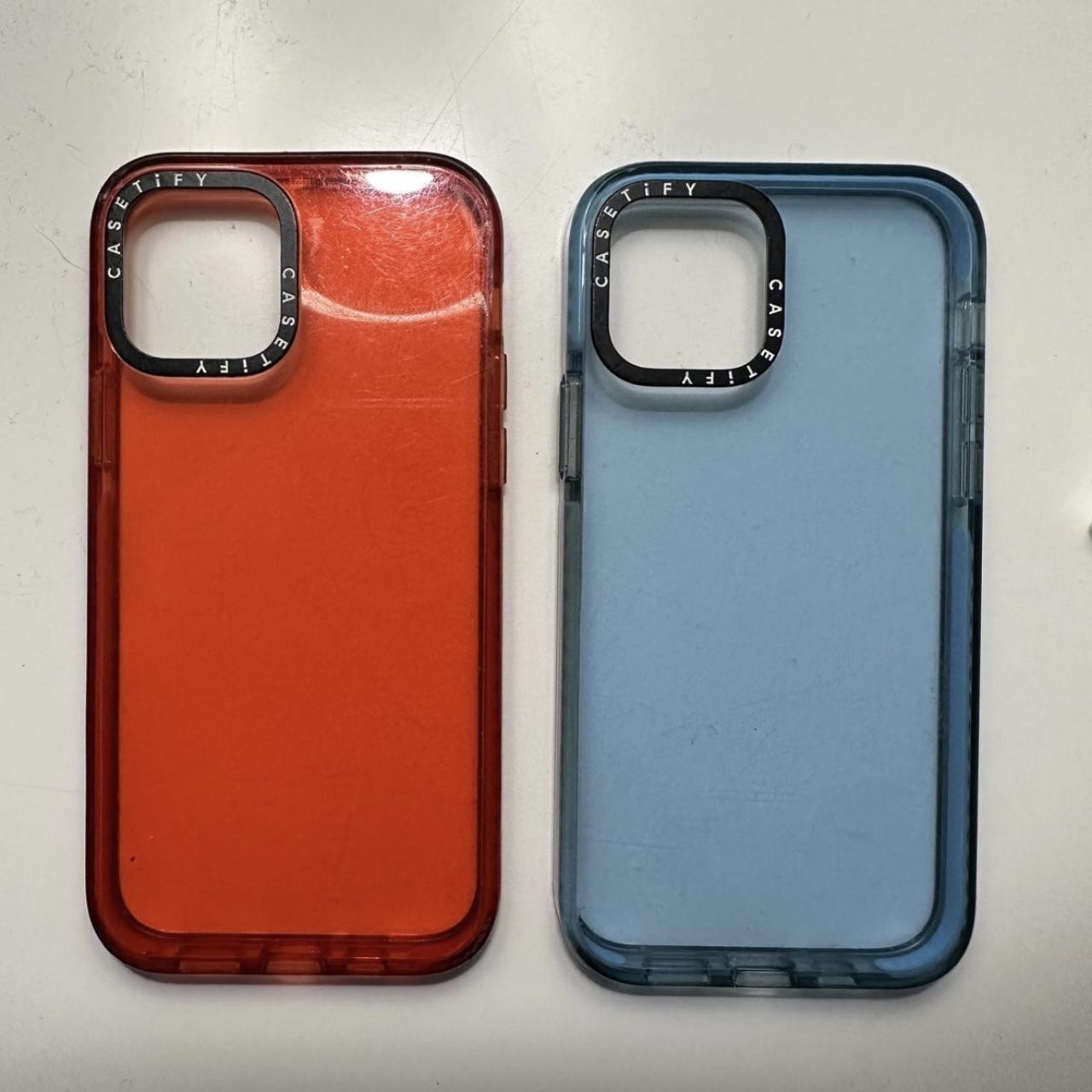 used casetify iphone 12 case. clear light blue and... - Depop