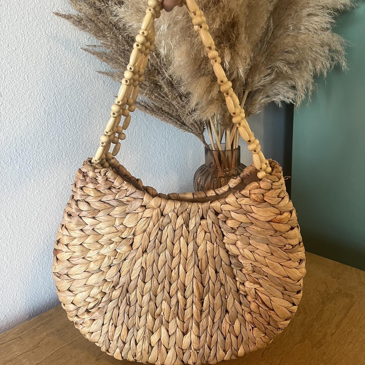 Stunning rattan style purse with beaded strap. - Depop