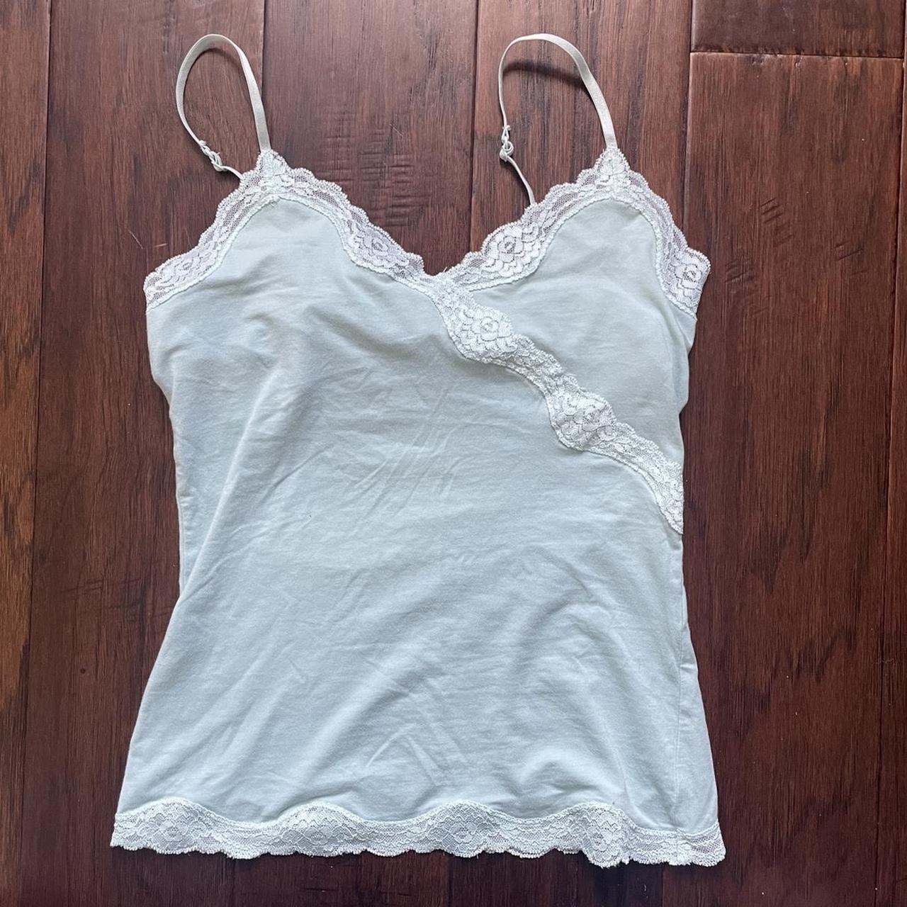 Light Blue Lace Camisole With Built In Shelf Bra Depop