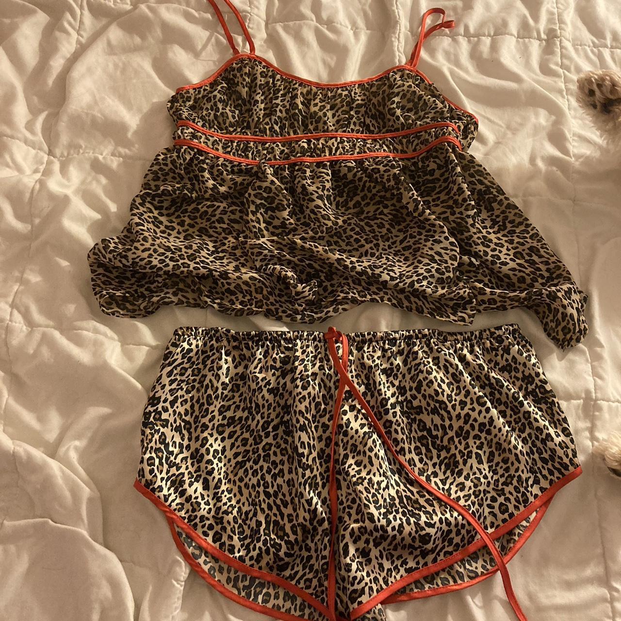 Size Ch (4/6) -cheetah leopard print red pajama... - Depop