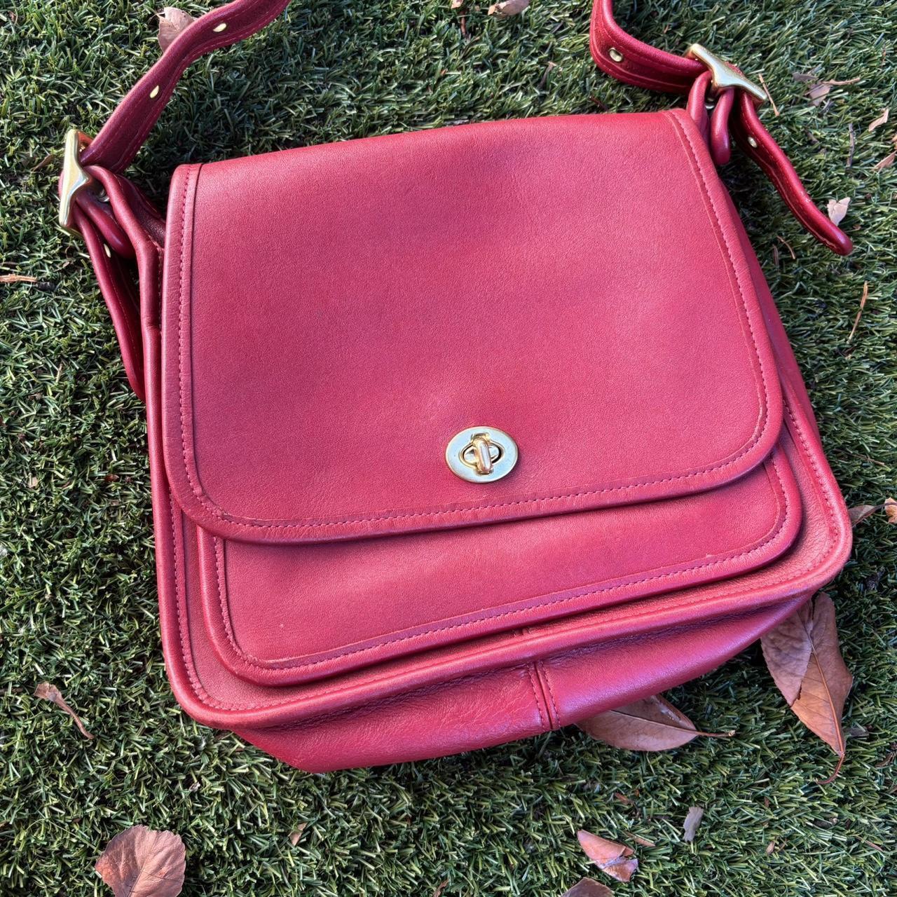 Vintage Red Leather Coach Purse New condition From... - Depop