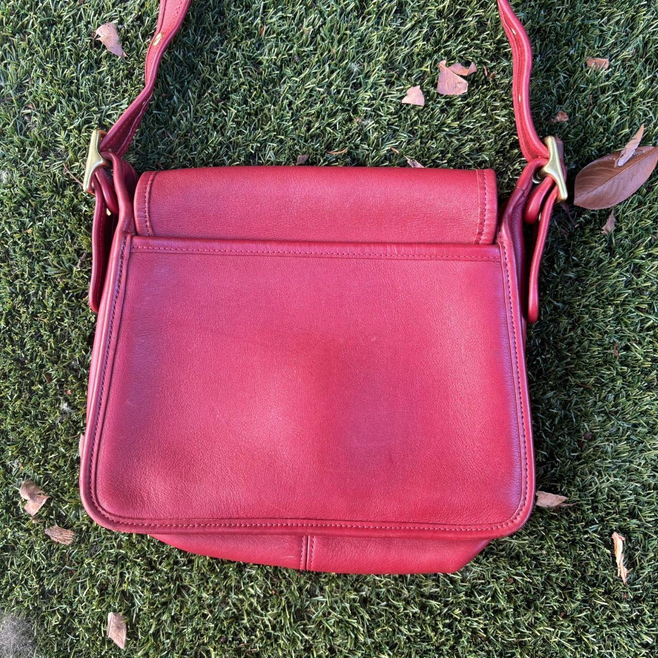 Vintage Red Leather Coach Purse New condition From... - Depop