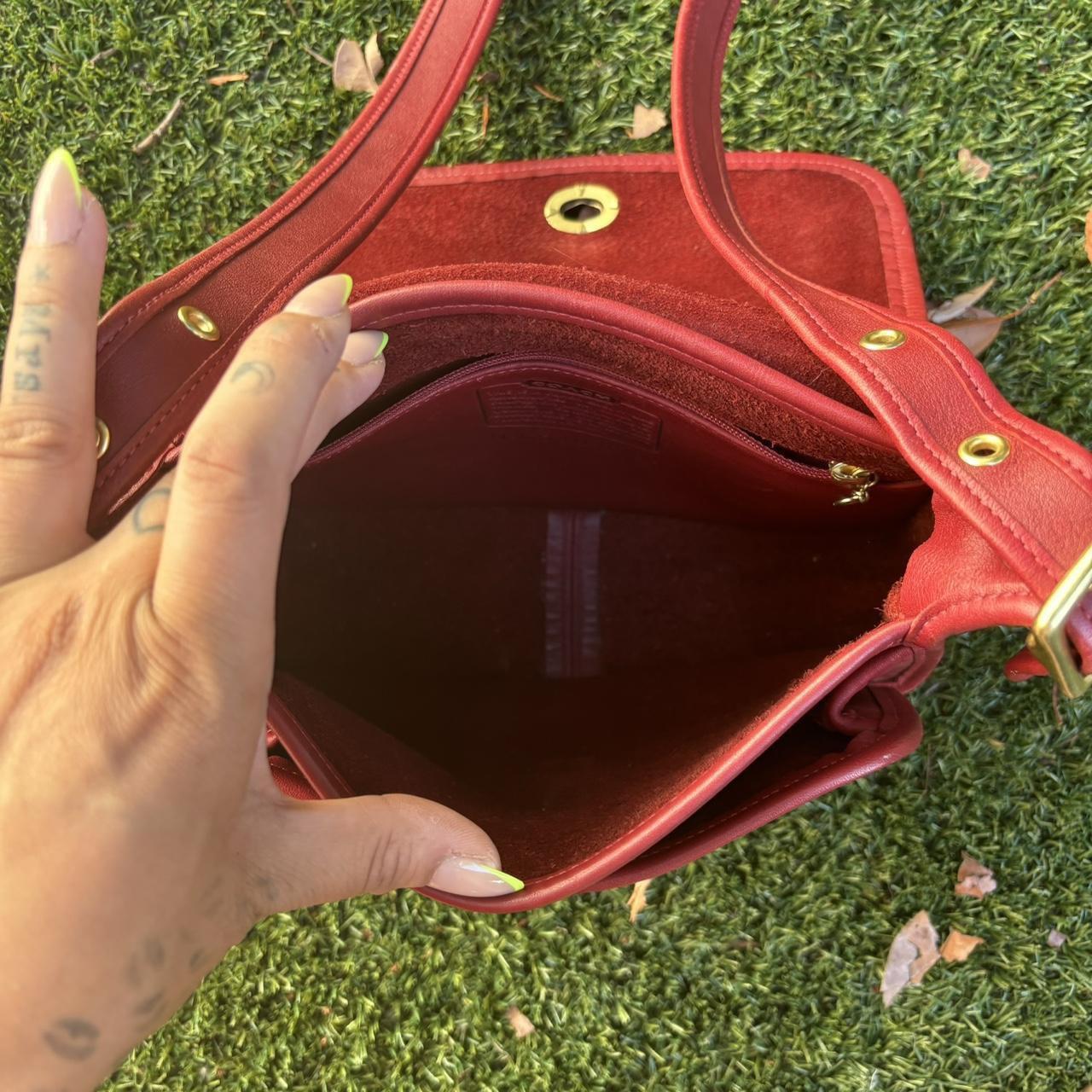 Vintage Red Leather Coach Purse New condition From... - Depop