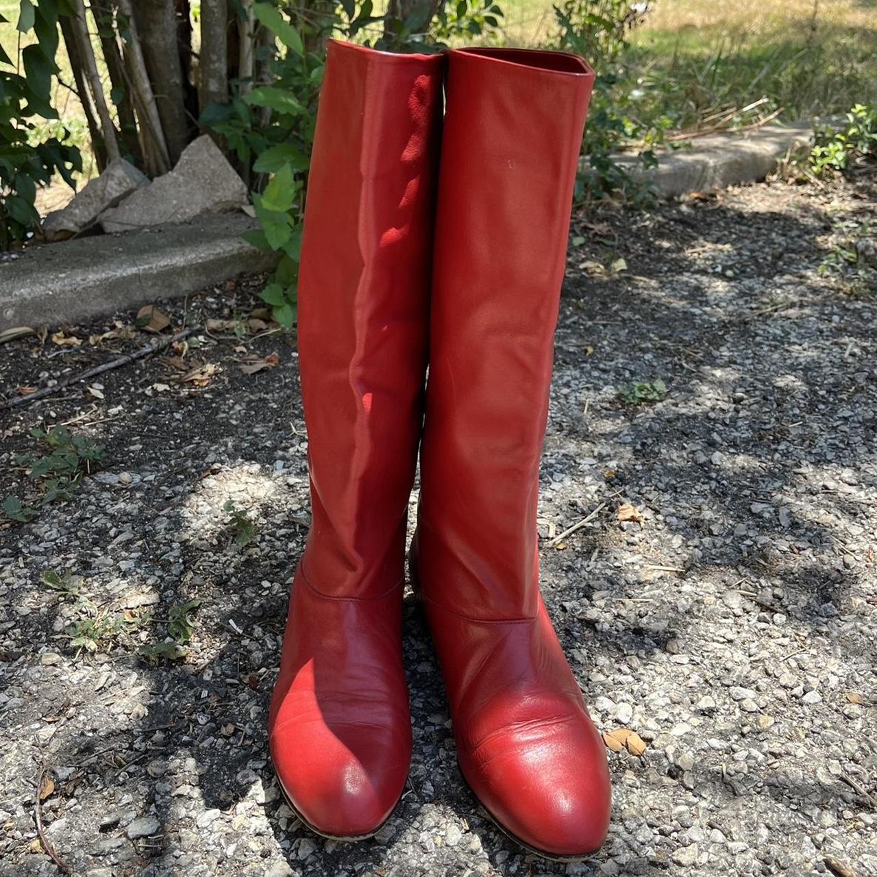 Vintage red boots Size: 7.5 Vintage 80s styled... - Depop