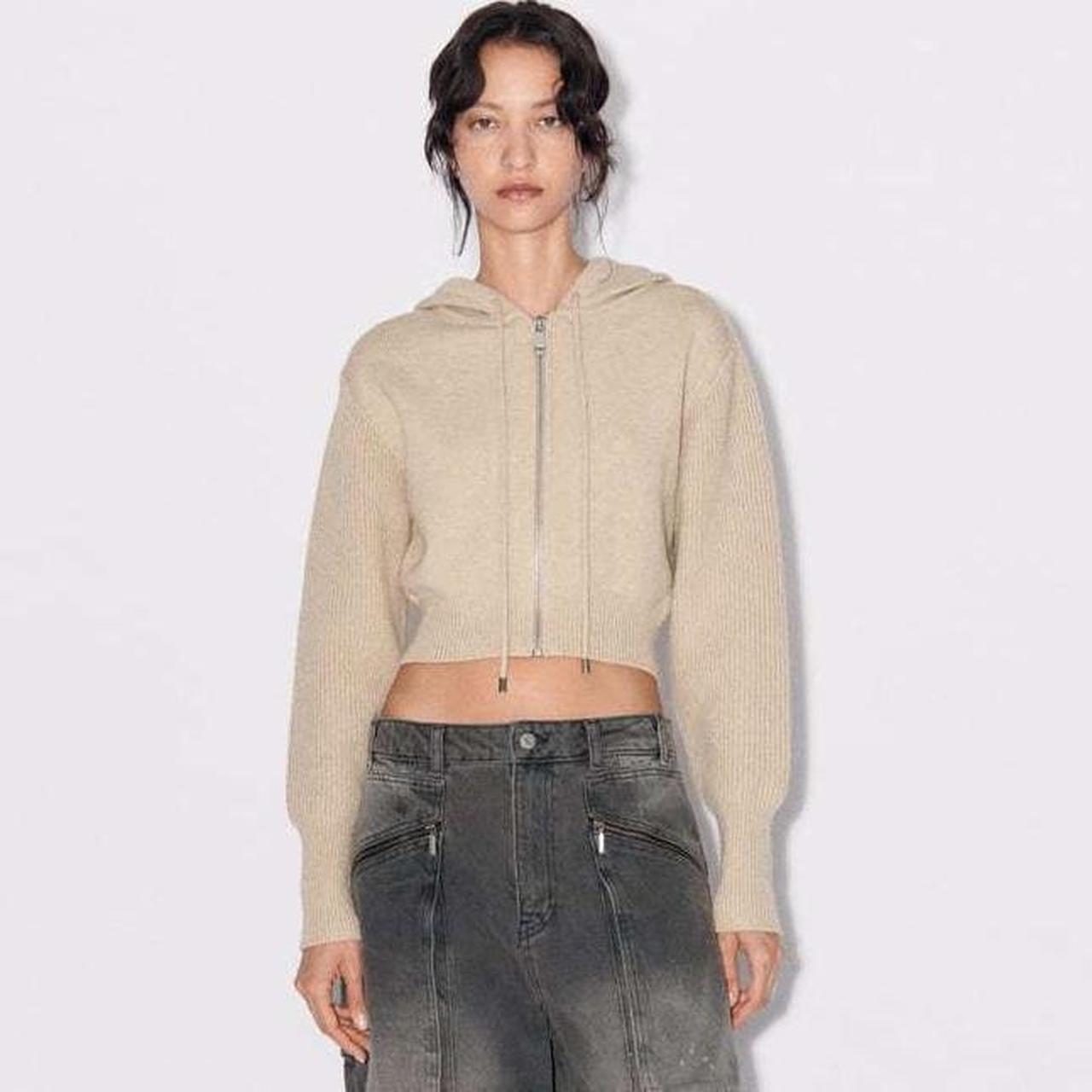 Zara Zip Up Cardigan Sand Never worn Size... - Depop