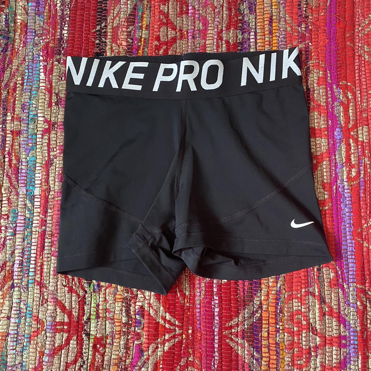black and white Nike pro shorts size medium Good... - Depop