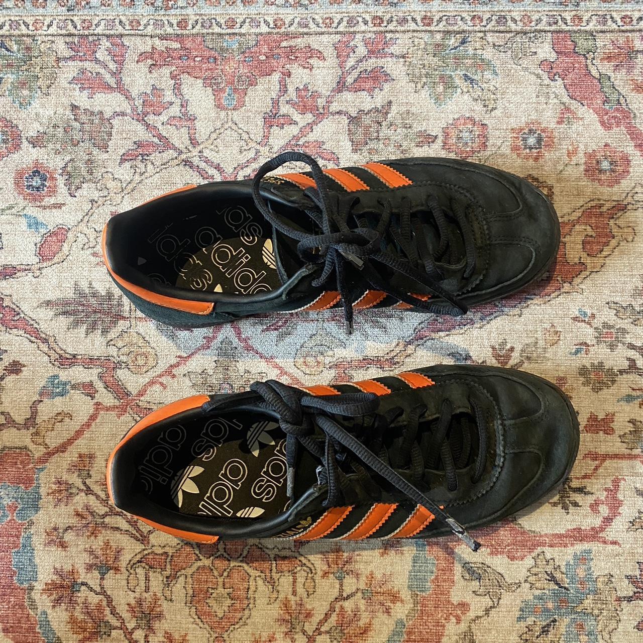 Black and orange adidas Spezial trainers size... - Depop