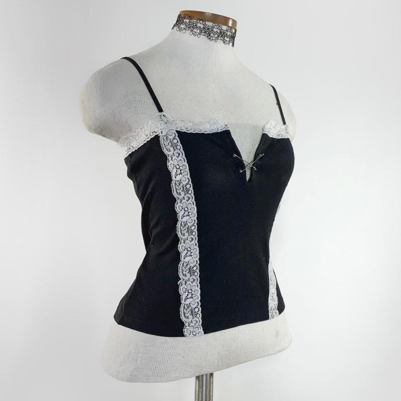 90s / y2k goth coquette pin lace cami 🧷🕸️ 🖤 perfect... - Depop