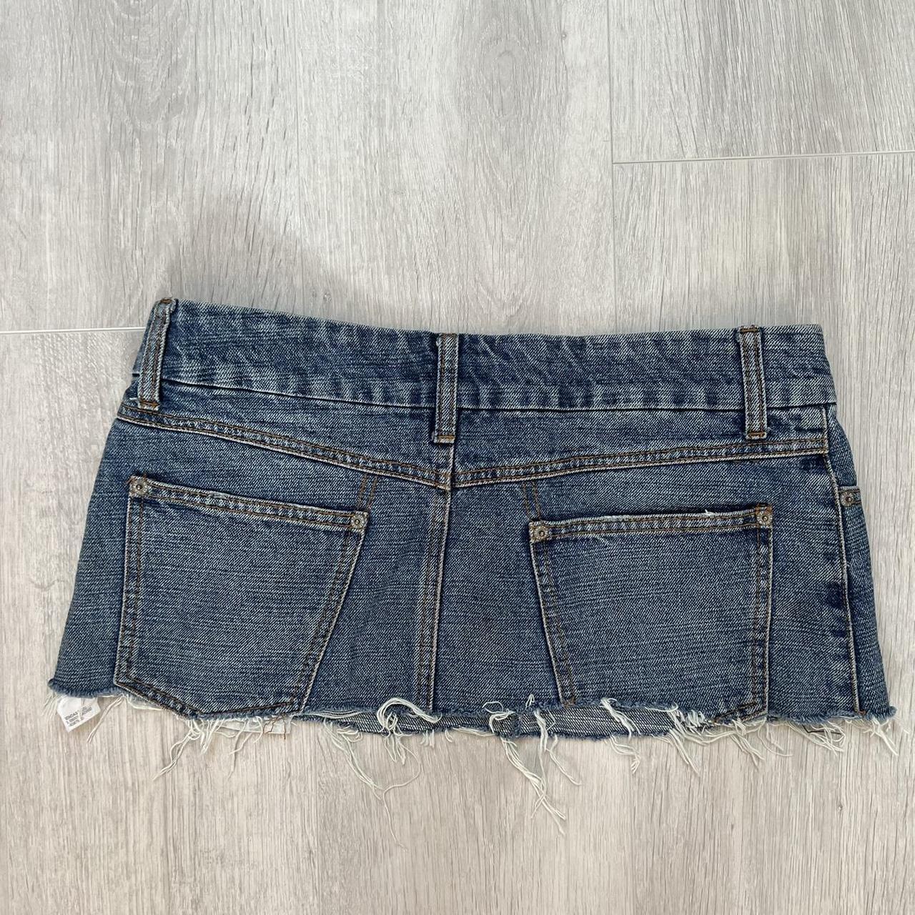 Early 2000s Y2K extreme lowrise micro mini Blue... - Depop