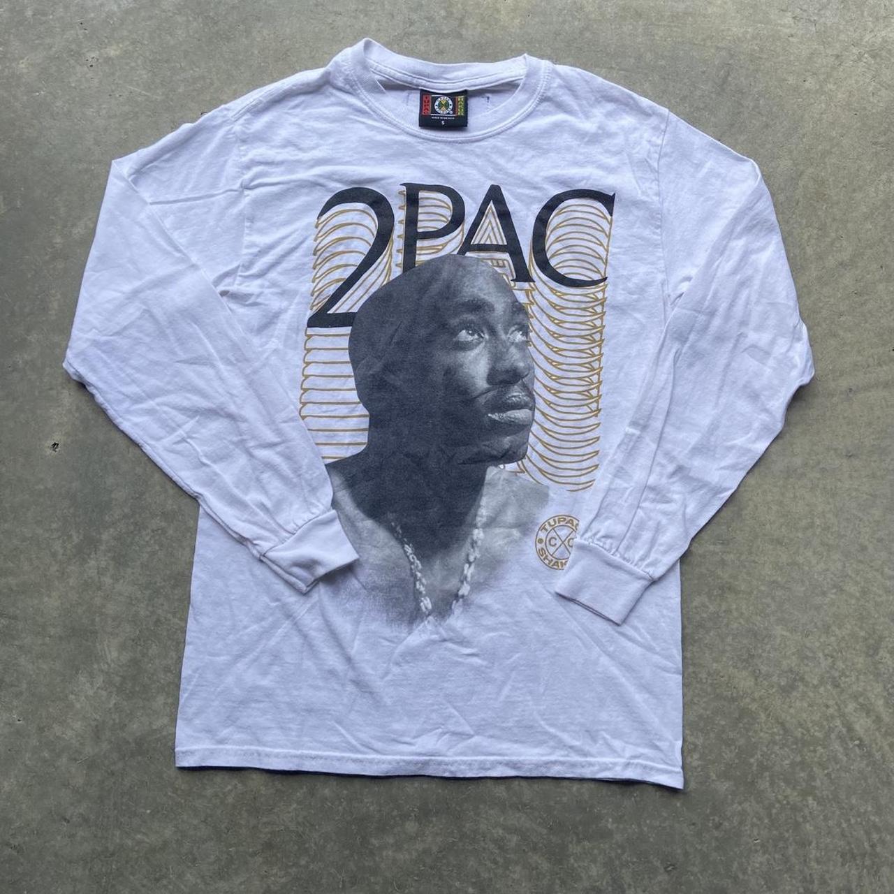 cross colours 2pac White Long Sleeve Graphic T-shirt... | Depop