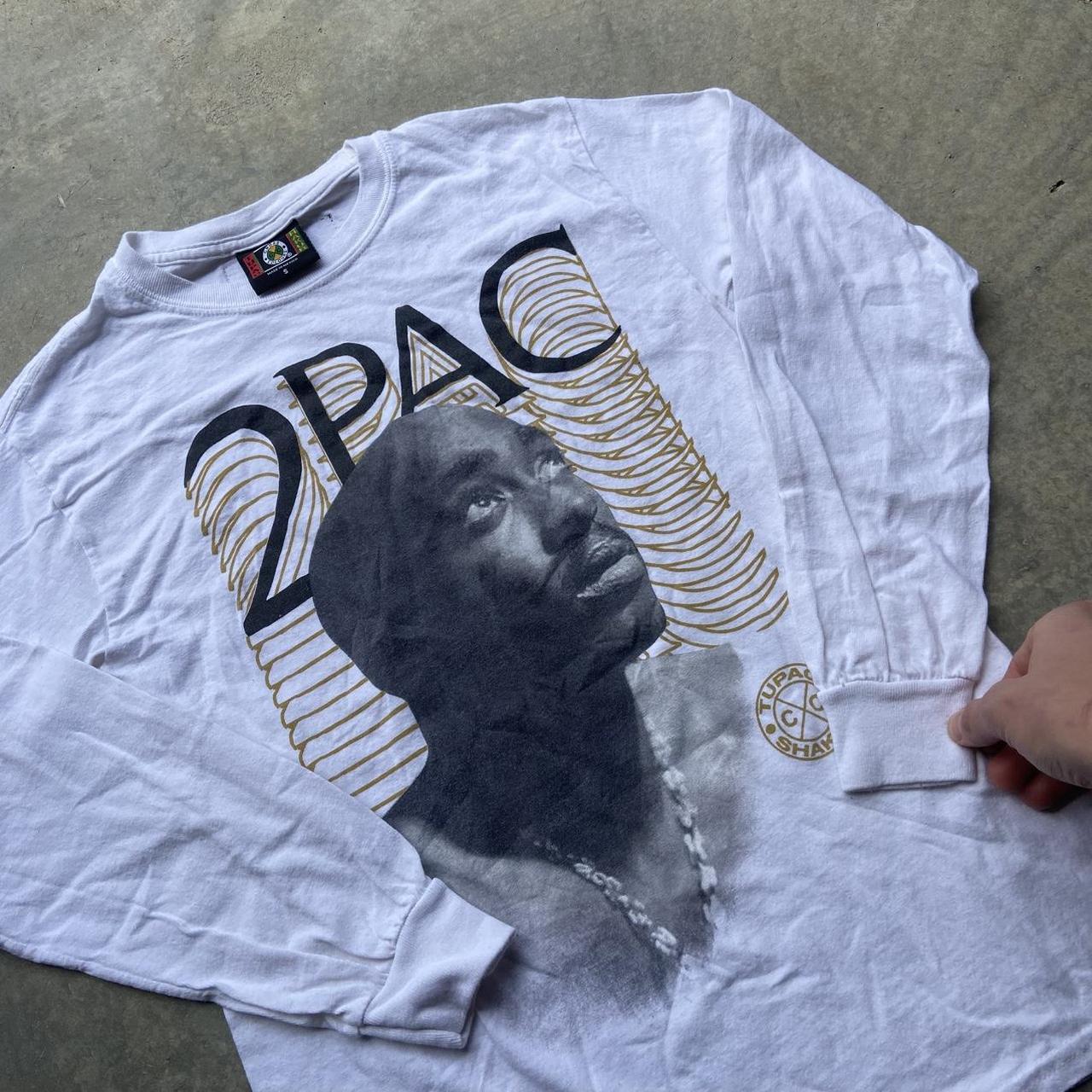 cross colours 2pac White Long Sleeve Graphic T-shirt... | Depop